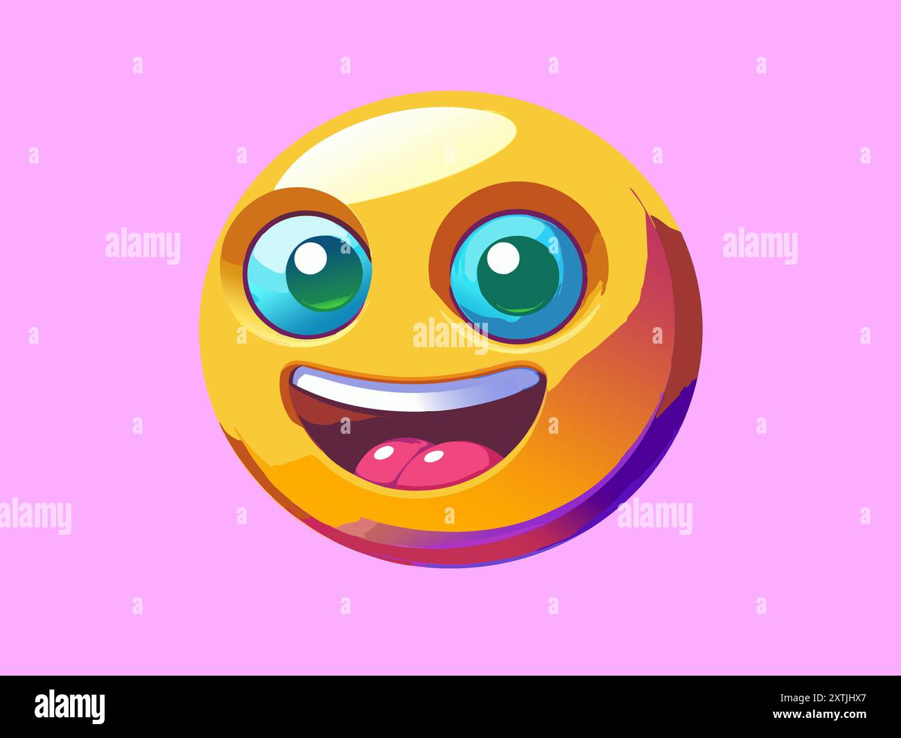 3D Rendering Happy Emoji isolated on color background Stock Vector ...