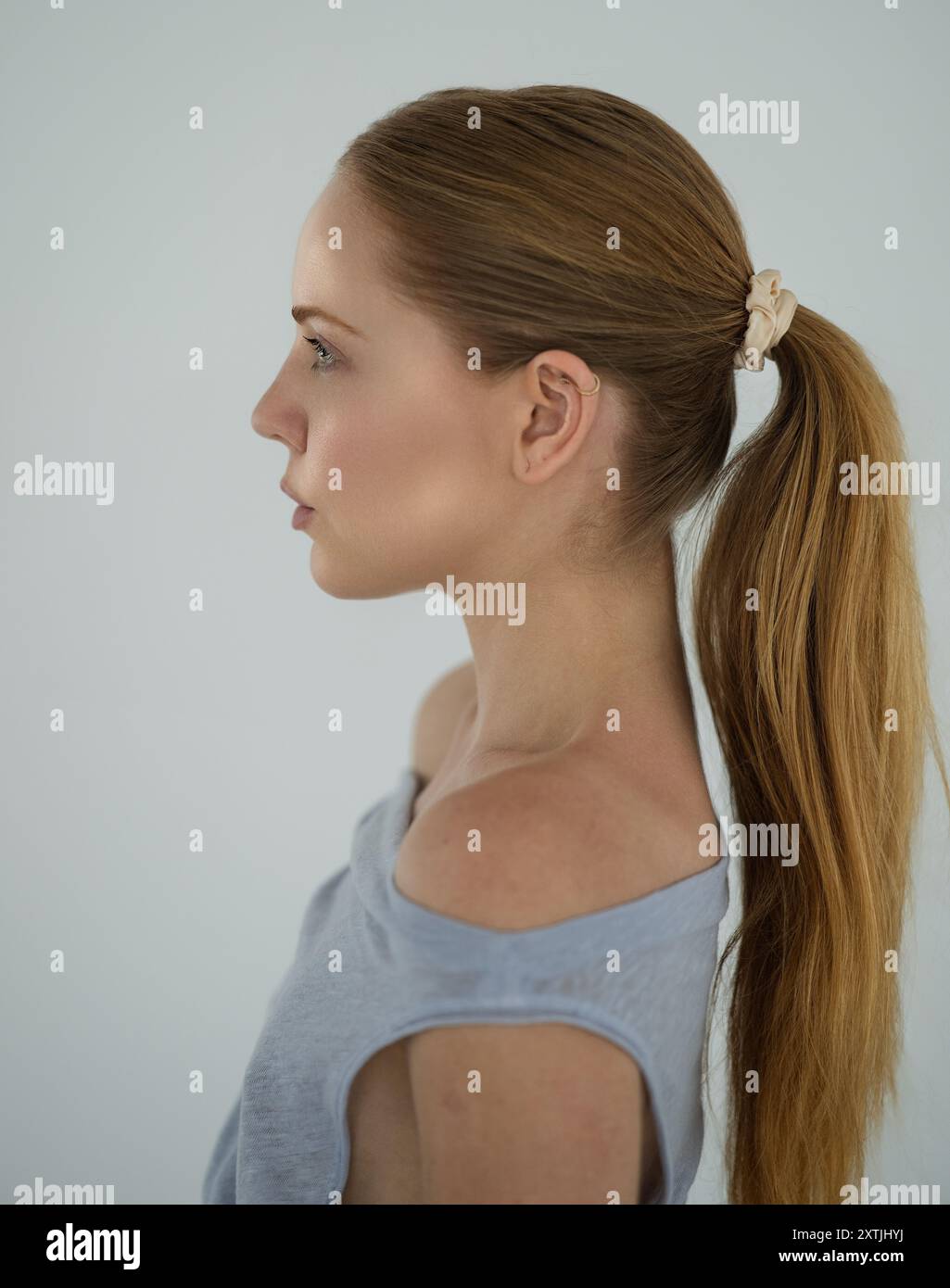 Cute girl. Profile Portrait of natural young woman with redhead and ... Cute girl. Profile Portrait of natural young woman with redhead and ...
