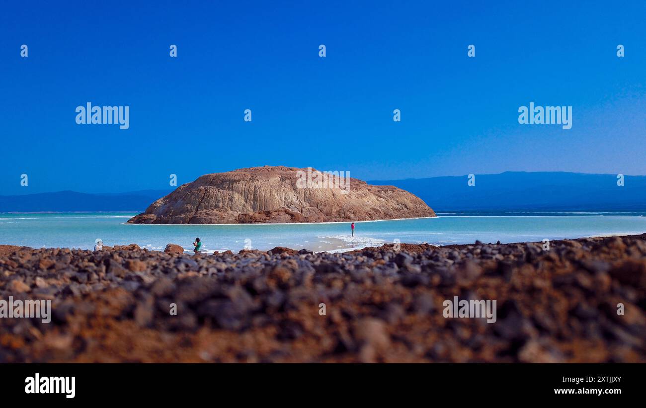Aerial View to the Blue Salty Lake Assal, Djibouti Stock Photo - Alamy