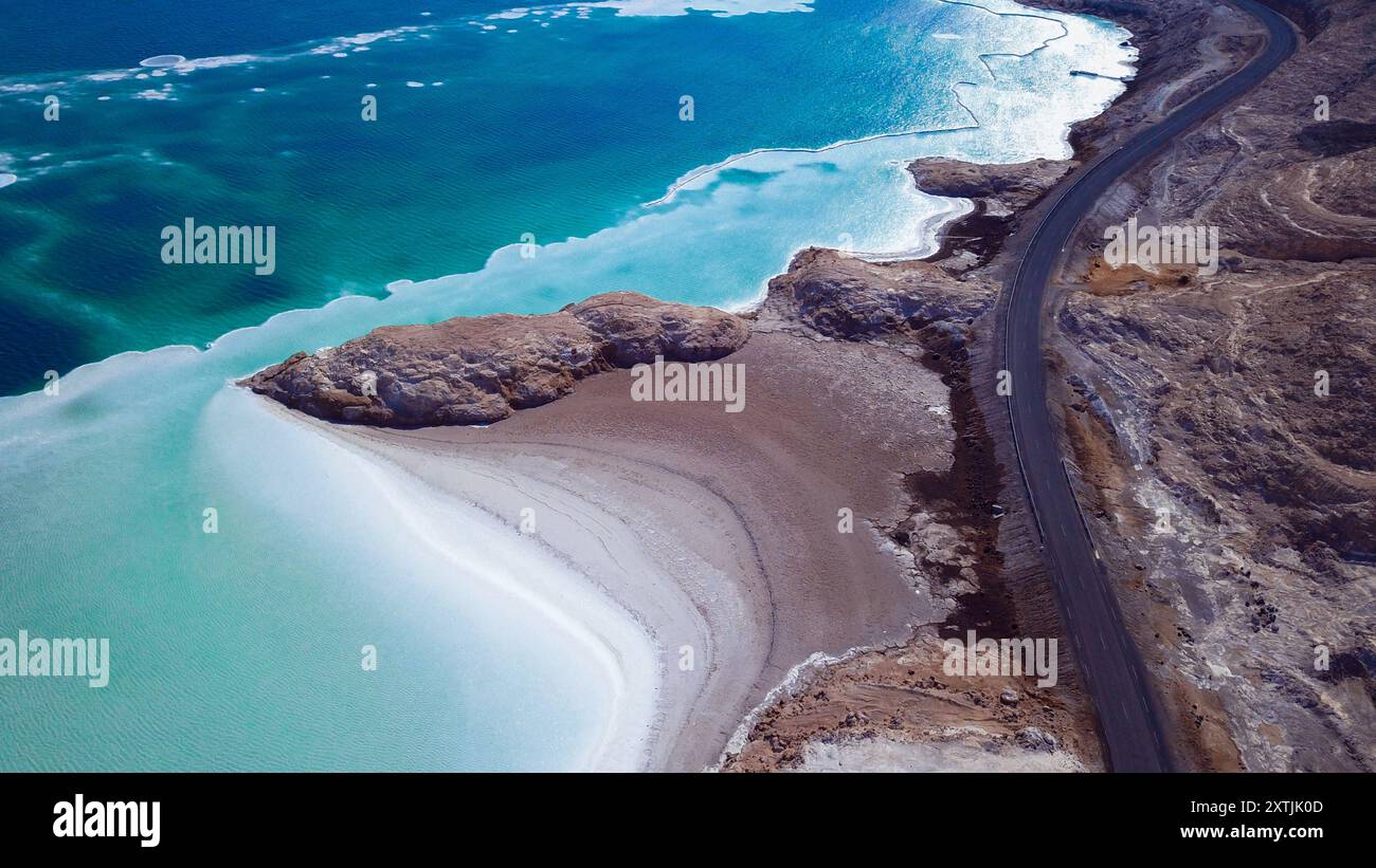 Aerial View to the Blue Salty Lake Assal, Djibouti Stock Photo - Alamy