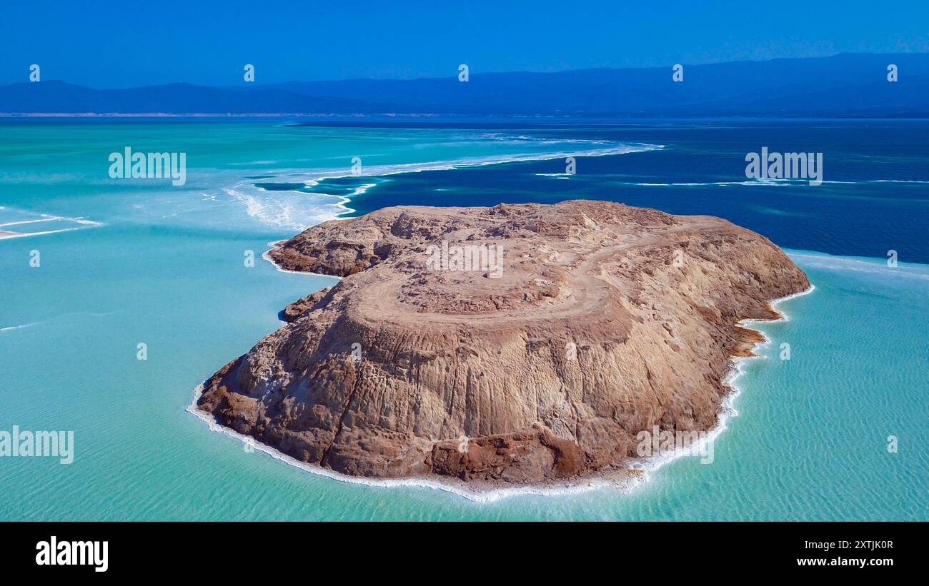 Aerial View to the Blue Salty Lake Assal, Djibouti Stock Photo - Alamy
