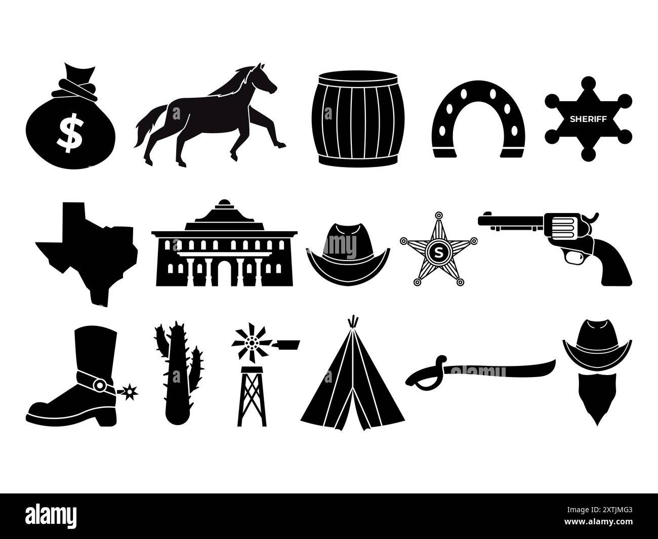 cowboy set item bandana cowboy hat horse teepee cactus sheriff badge ...