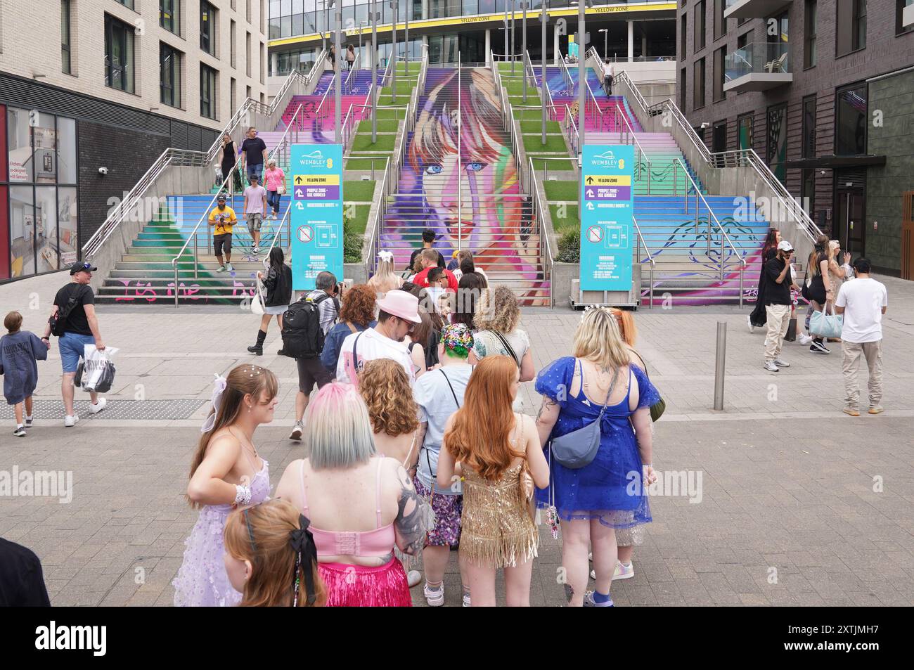 Swifties gather at the Swiftie Steps at Wembley Park, north west London ...
