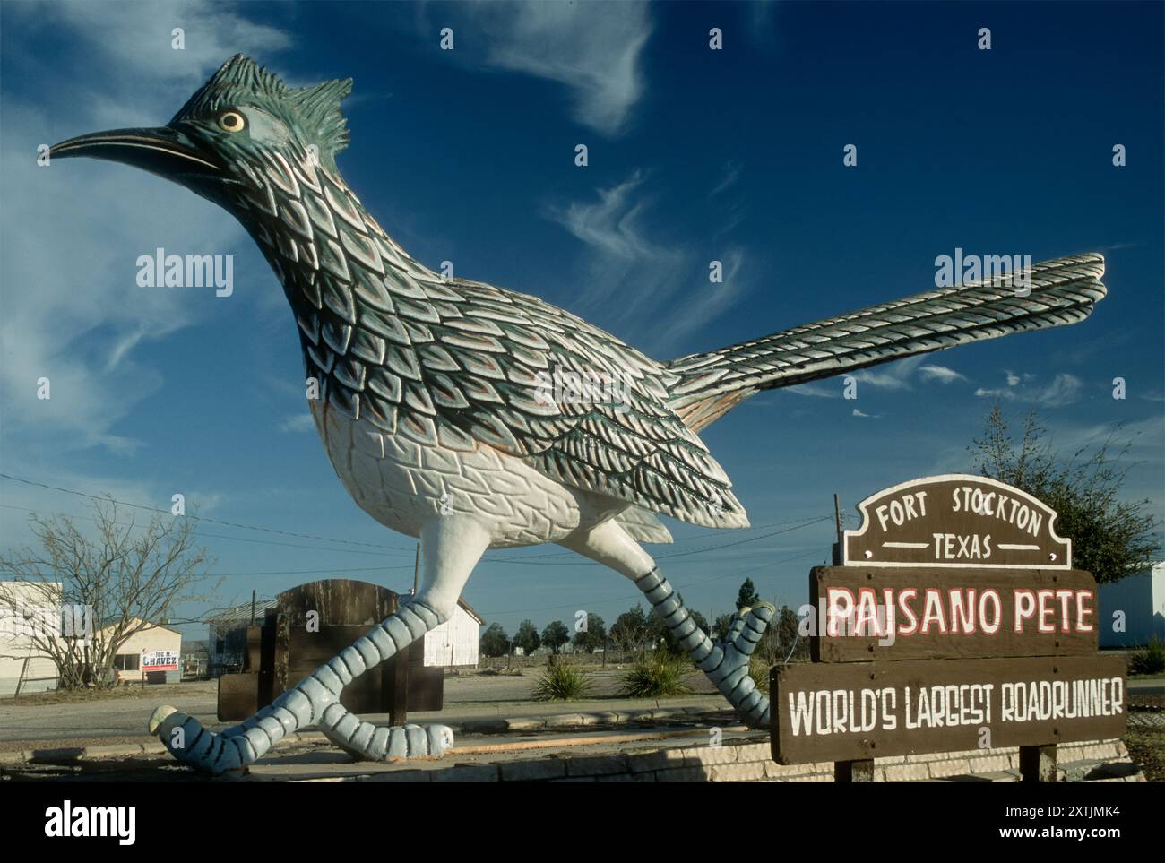 Paisano Pete, roadrunner statue in Fort Stockton, Stockton Plateau ...