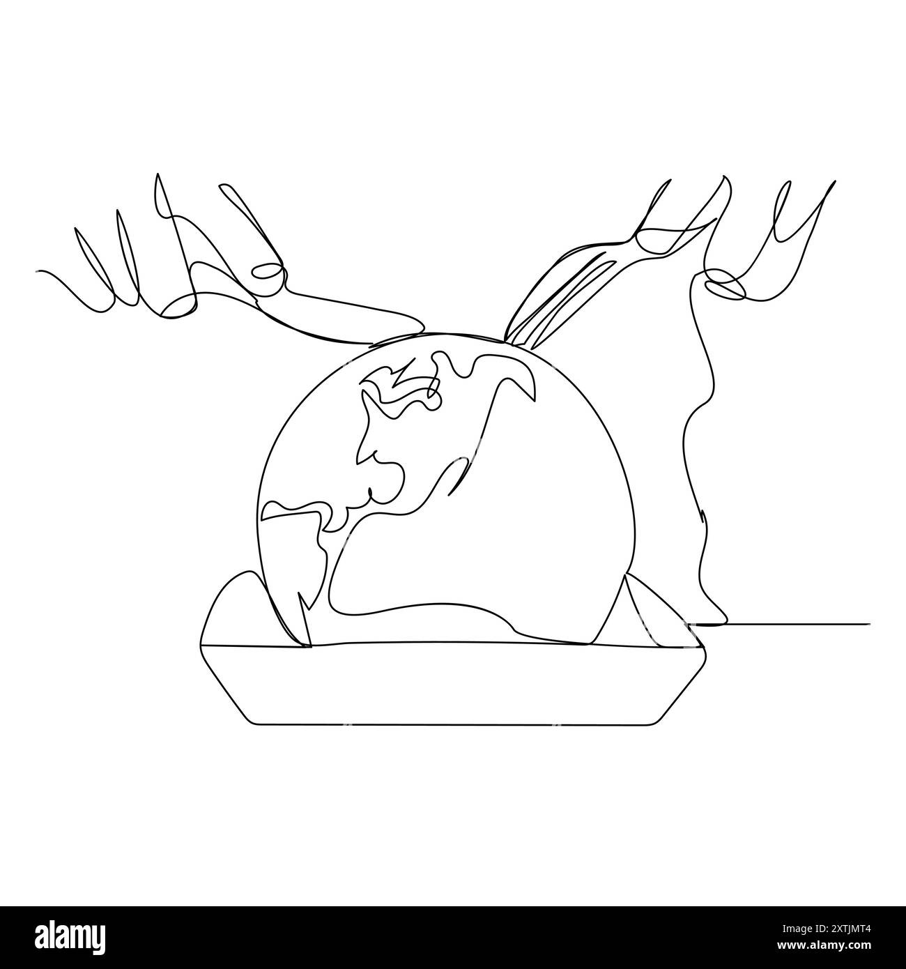 Single one line drawing World food day concept Continuous line draw ...