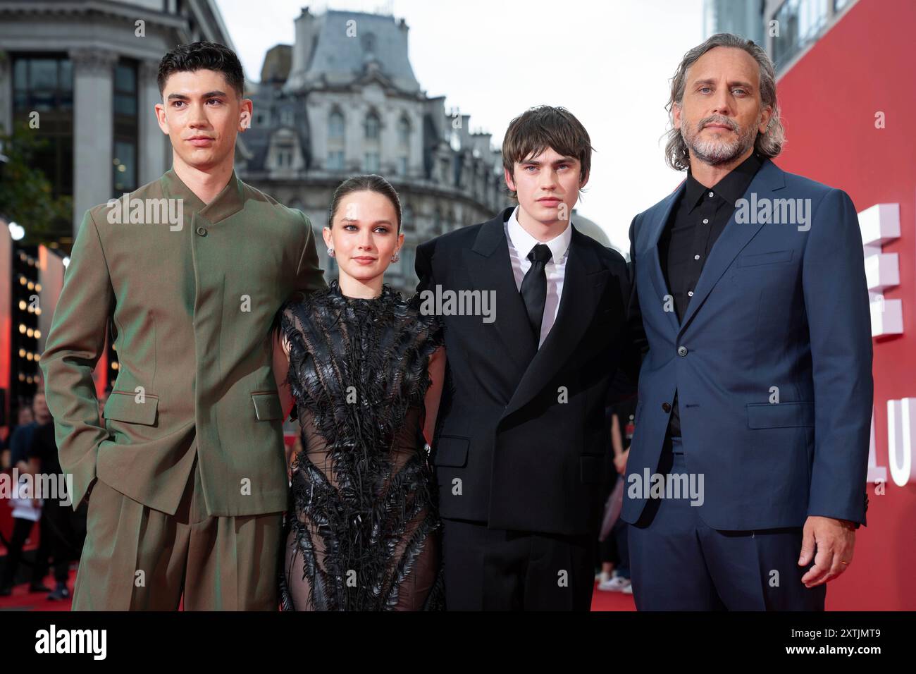 Archie Renaux, from left, Cailee Spaeny, Spike Fearn, and Fede Alvarez ...