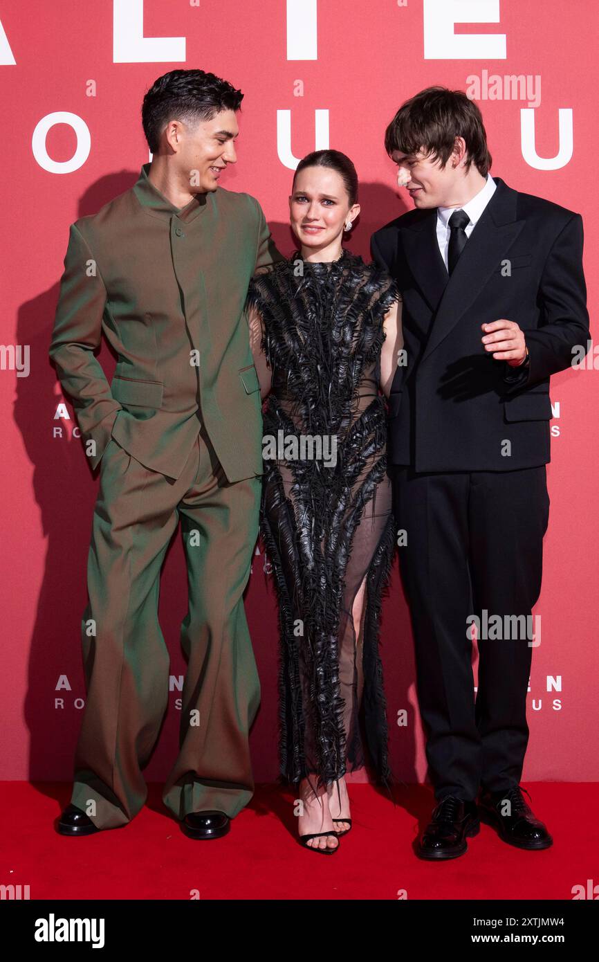 Archie Renaux, from left, Cailee Spaeny, and Spike Fearn pose for ...