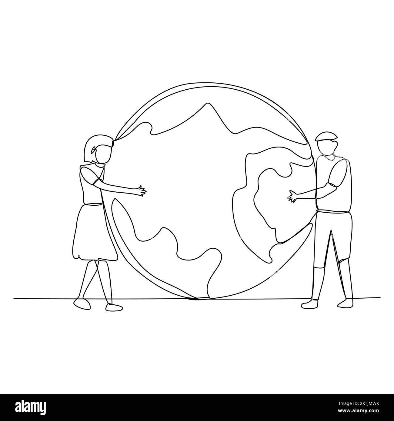 Single one line drawing World food day concept Continuous line draw ...