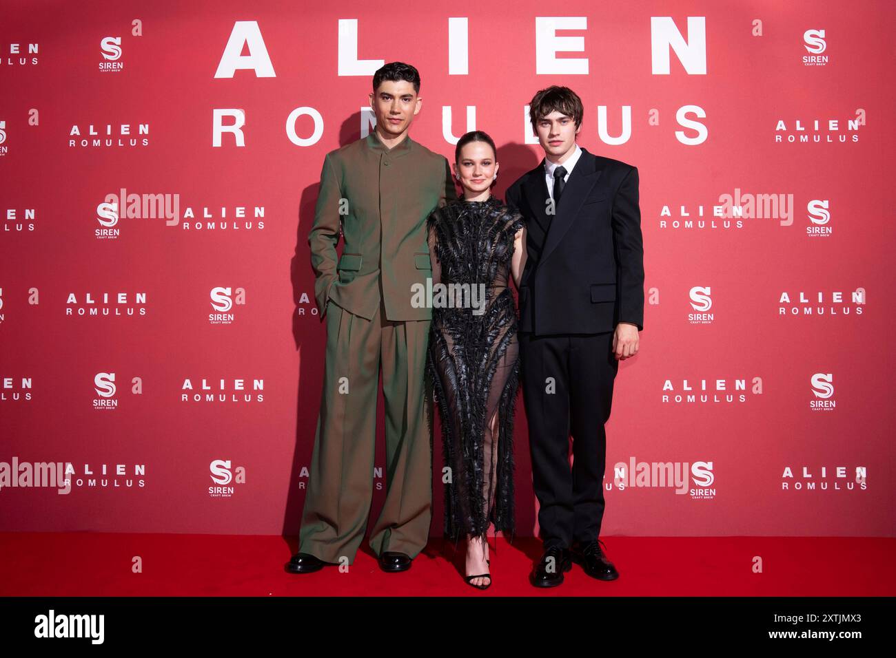 Archie Renaux, from left, Cailee Spaeny, and Spike Fearn pose for ...