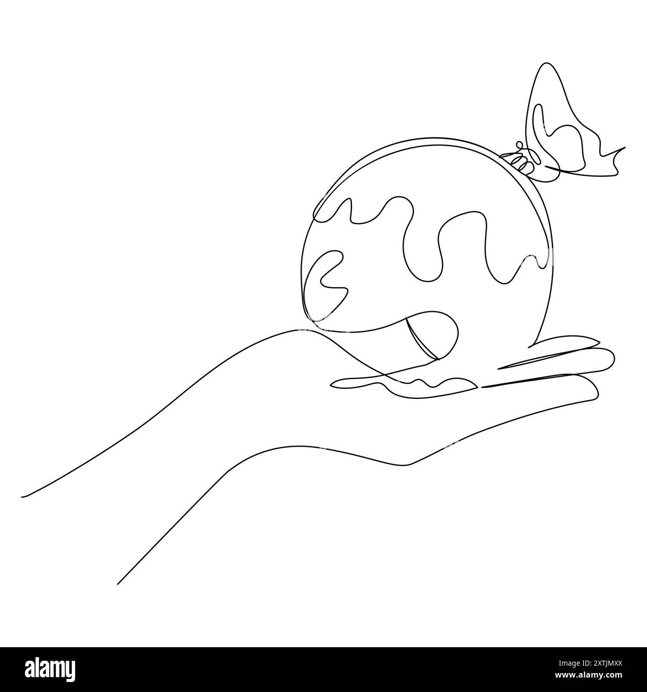 Single one line drawing World food day concept Continuous line draw ...