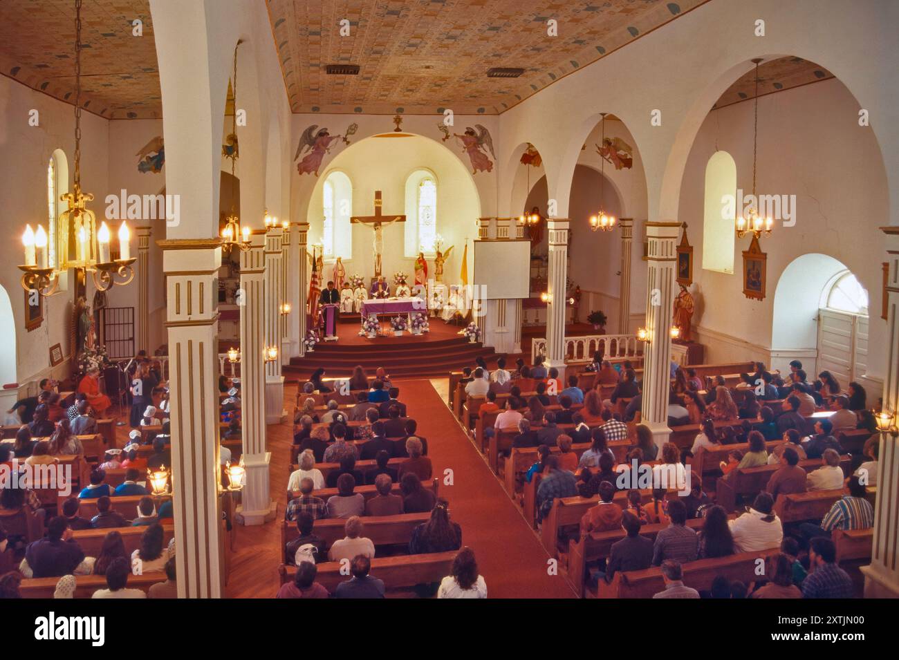 Sunday mass at San Elizario Chapel, in San Elizario, Mission Trail near ...