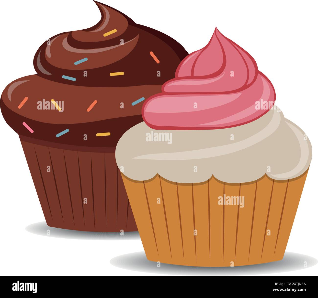 Chocolate and white cupcake on transparent background Stock Vector ...