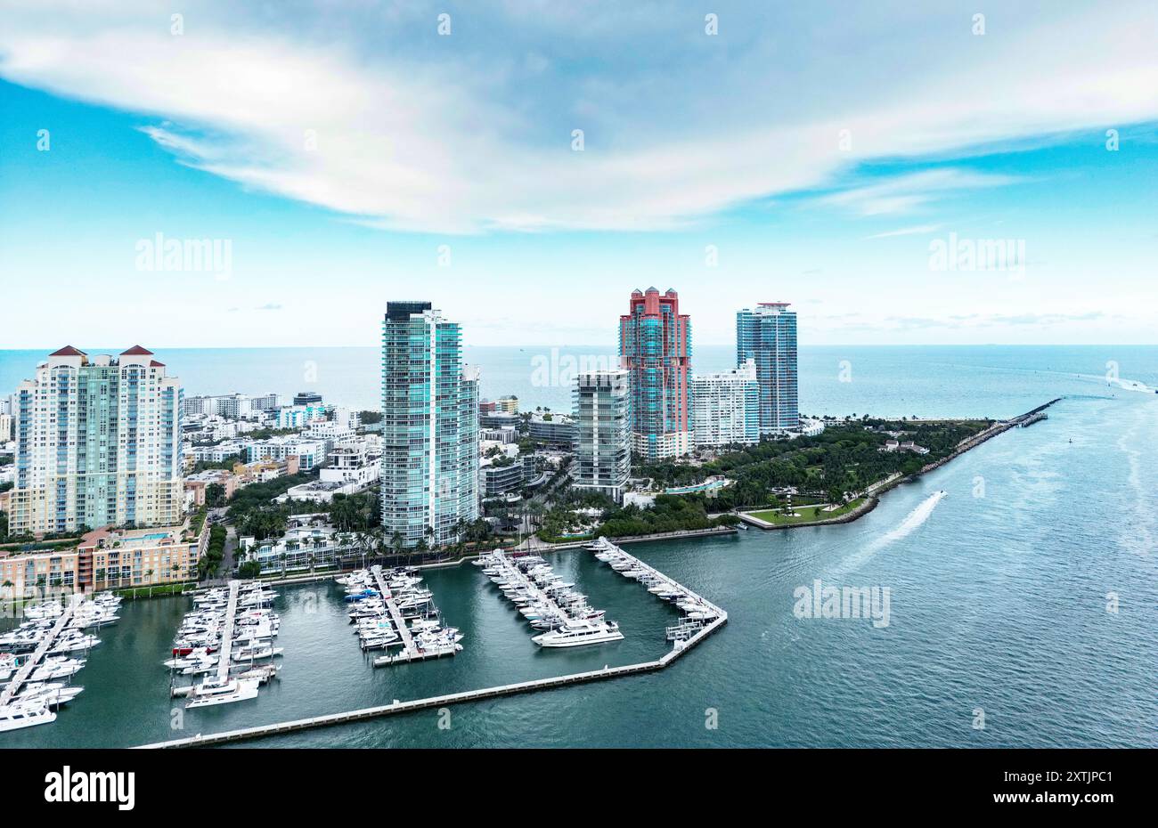 Miami Beach skyline. Aerial drone shot of the Miami Beach. Aerial view ...