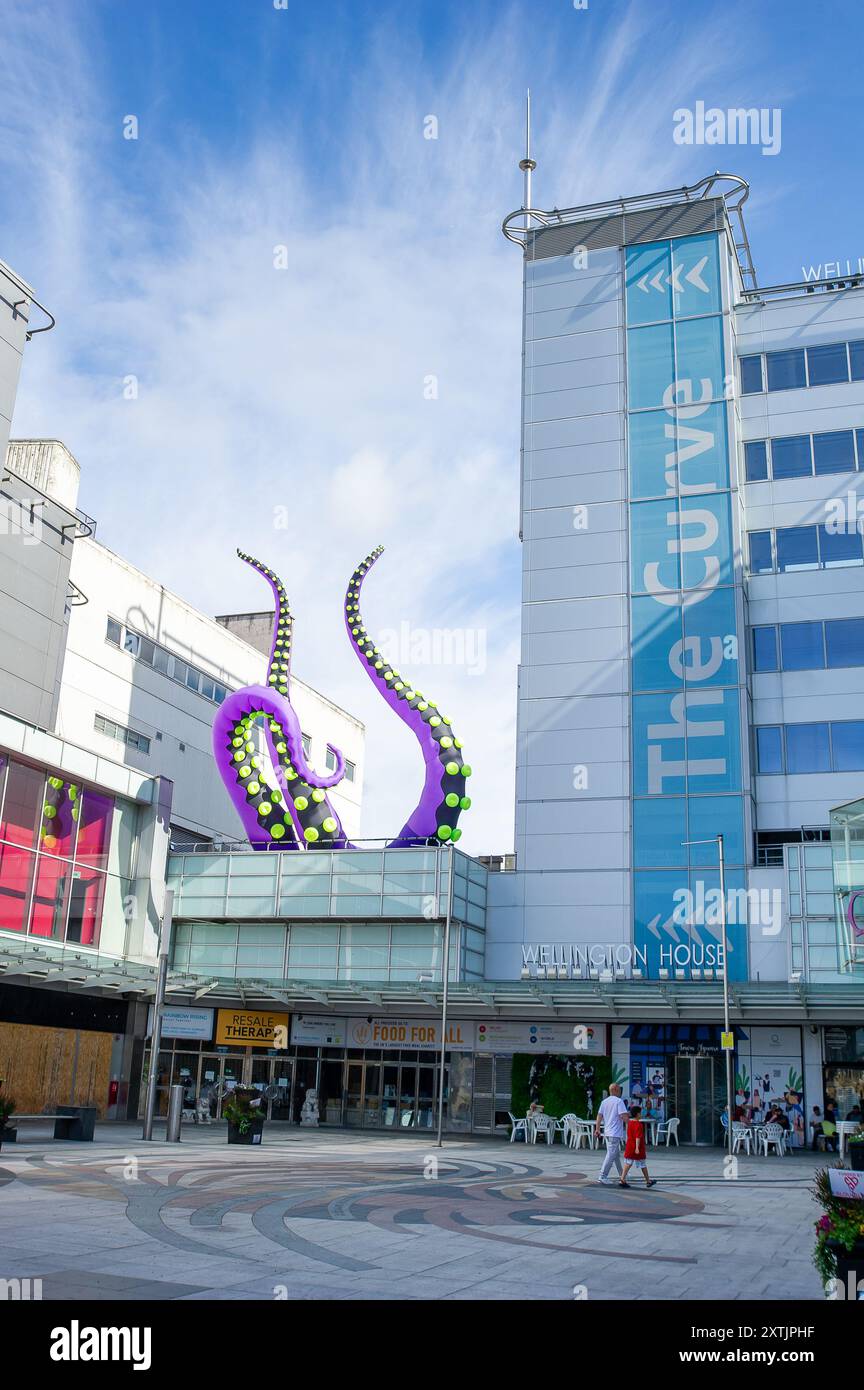 Slough, UK. 15th August, 2024. Slough Town Centre in Berkshire was ...