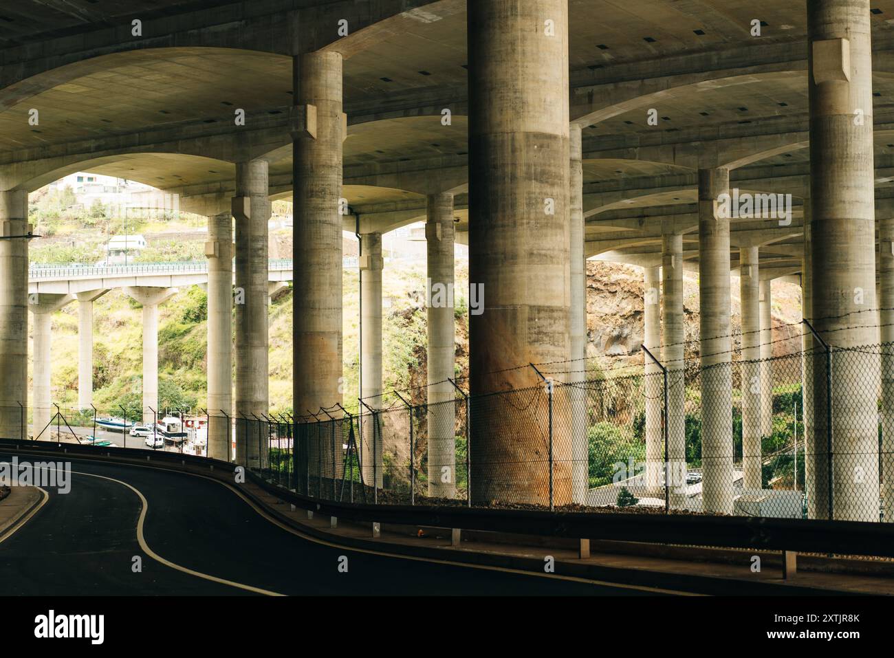 Concrete pillars with metal embedded parts and slab. Structures of ...