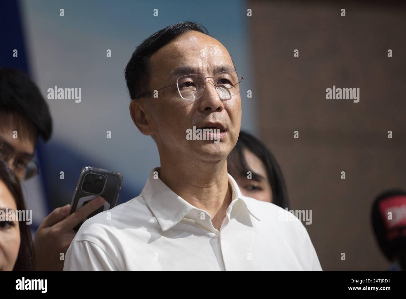 Eric Chu, Kuomintang Chairman from the main opposition party ,answers questions from media at ...