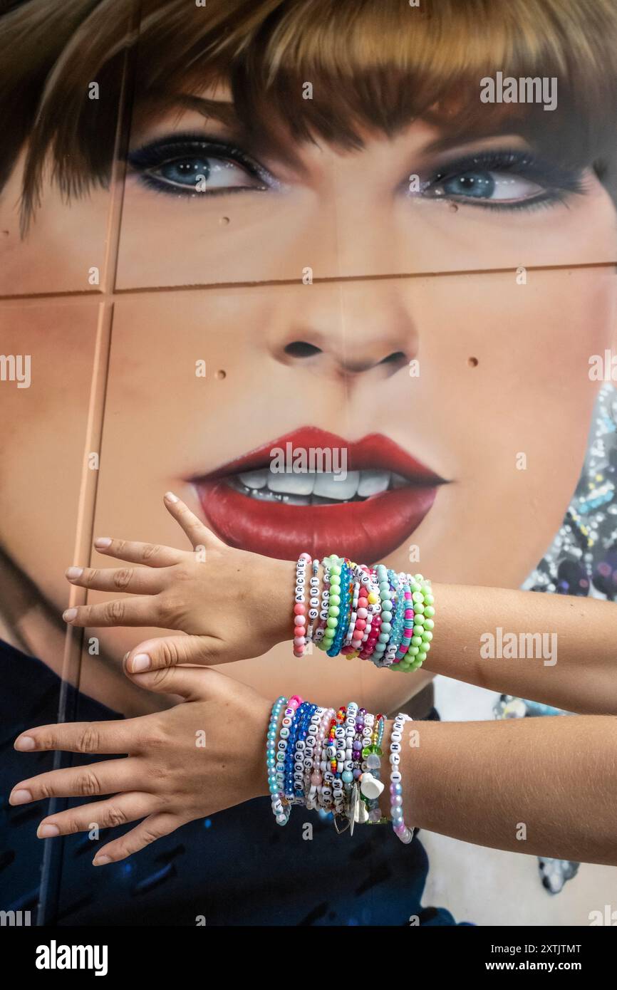 London, UK. 15 August 2024. A Taylor Swift fan ('Swifties') and their ...