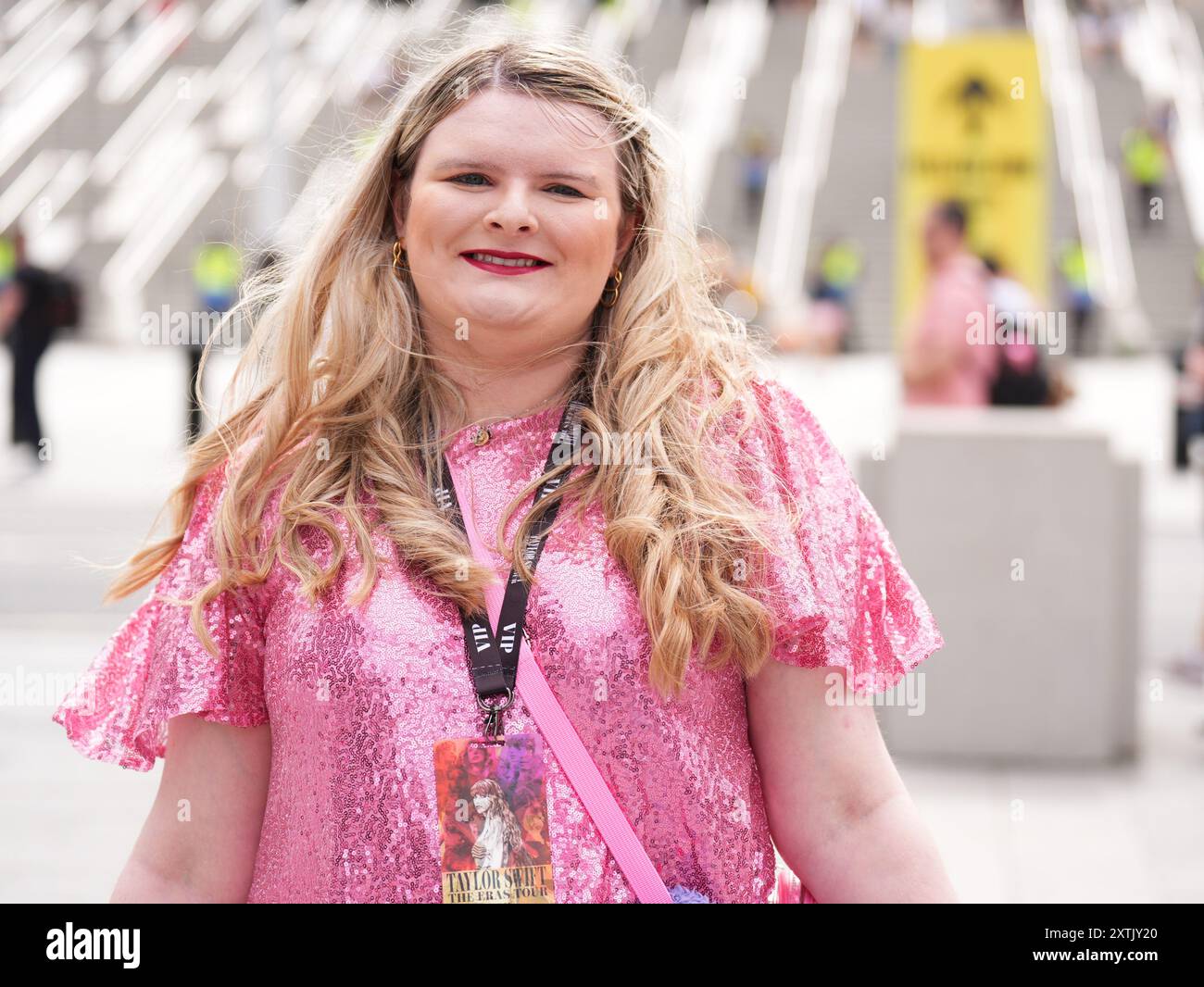 Fan Chloe Bridge, 24, from Burton upon Trent, poses for a photo outside ...