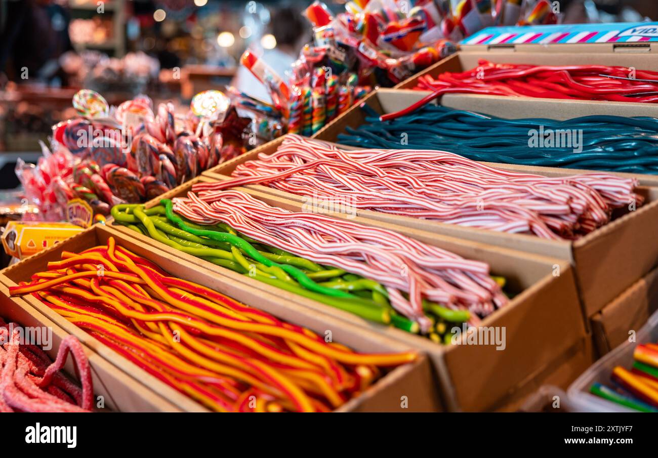 Colorful and long gummy sugar snakes. Colorful and long gummy sugar ...