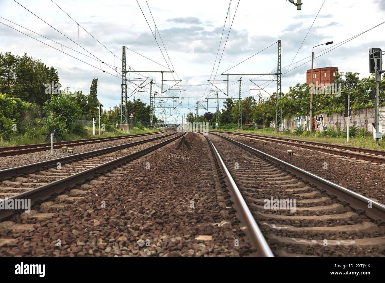 Railroad tracks, switches and signaling systems from a lower angle ...