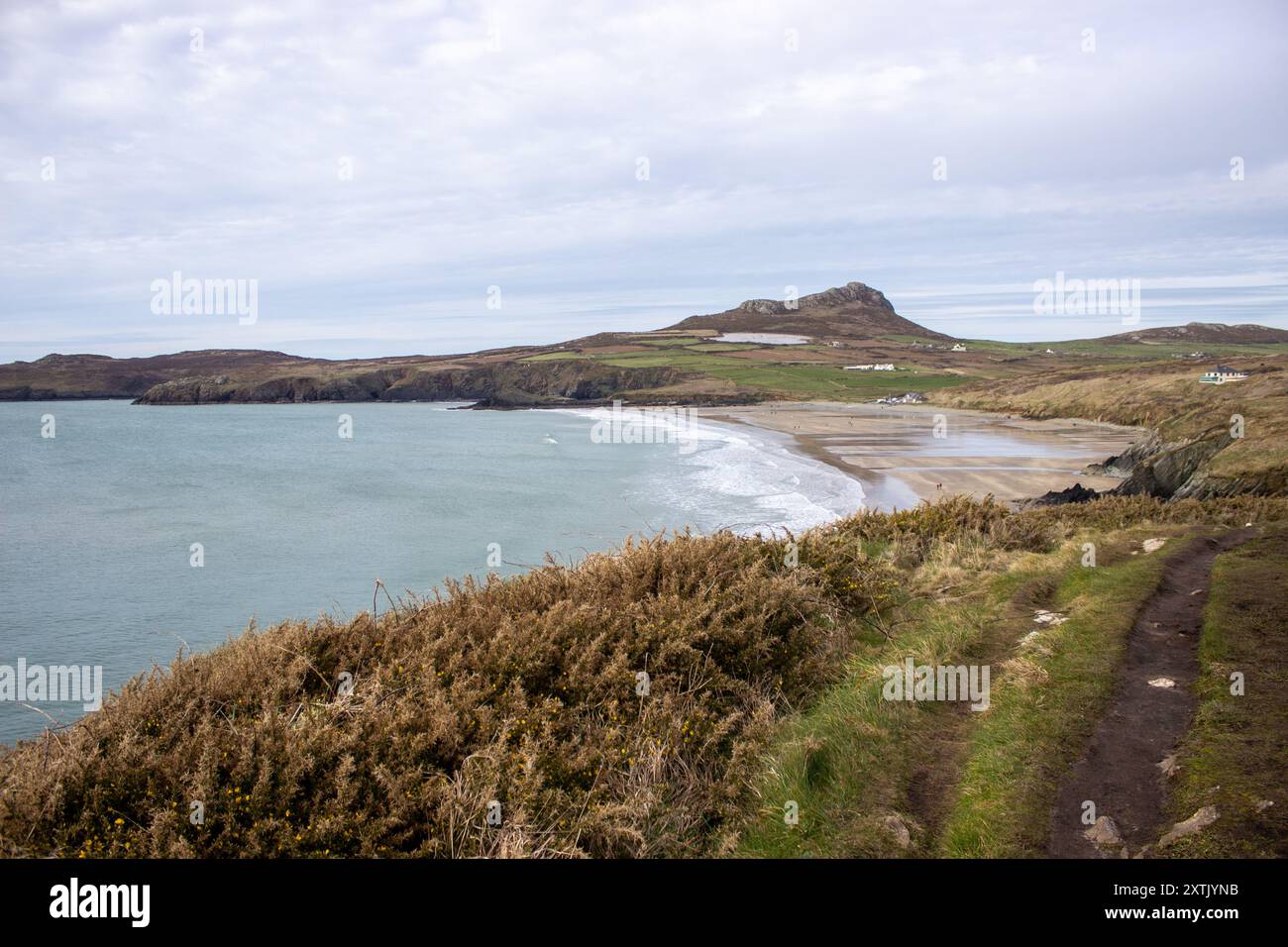 A view of St David's Head and Carn Llidi at Whitesands Beach ...