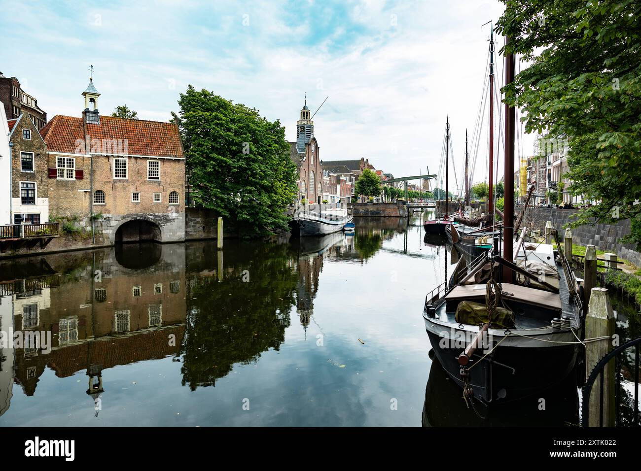 Delfshaven historic architecture, ships and boats at the jetties ...