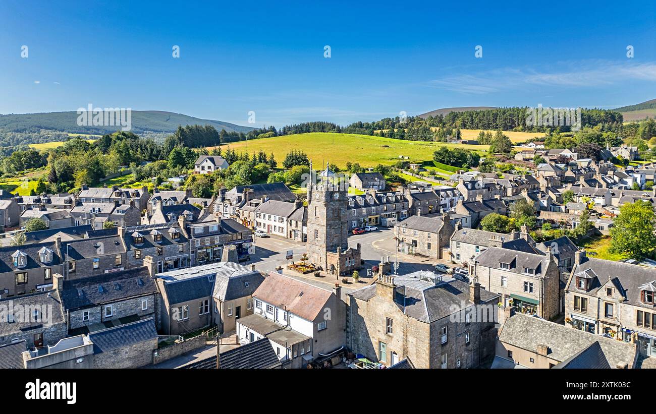 Dufftown Moray Scotland the prominent Clock Tower at the crossroads in ...