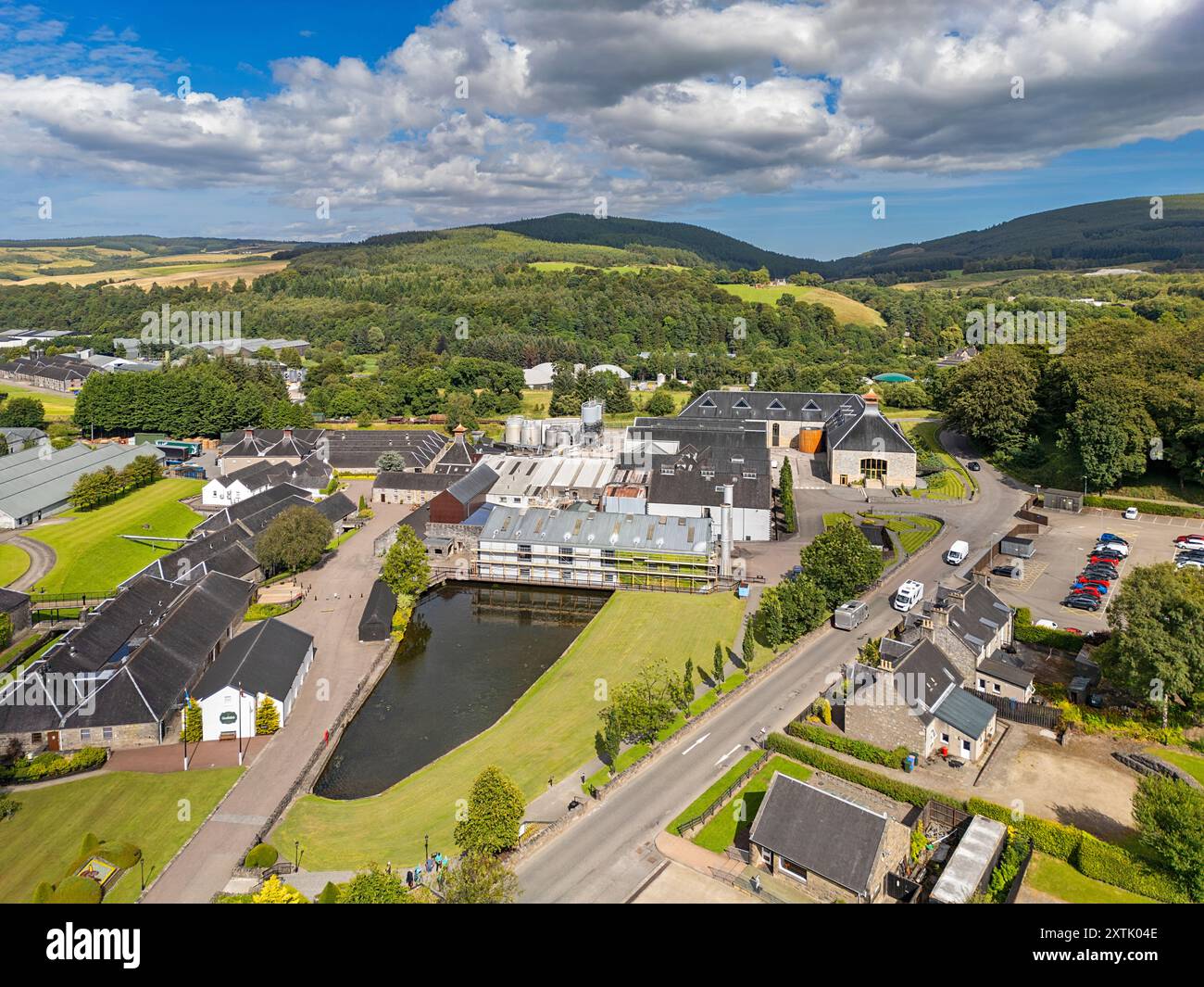 Glenfiddich distillery Moray Scotland the buildings lake warehouses and ...