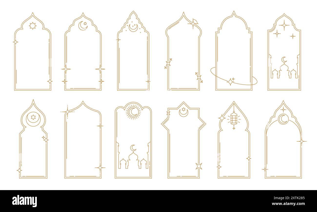 Ramadan boho arches, arabian muslim window frames with vector borders ...