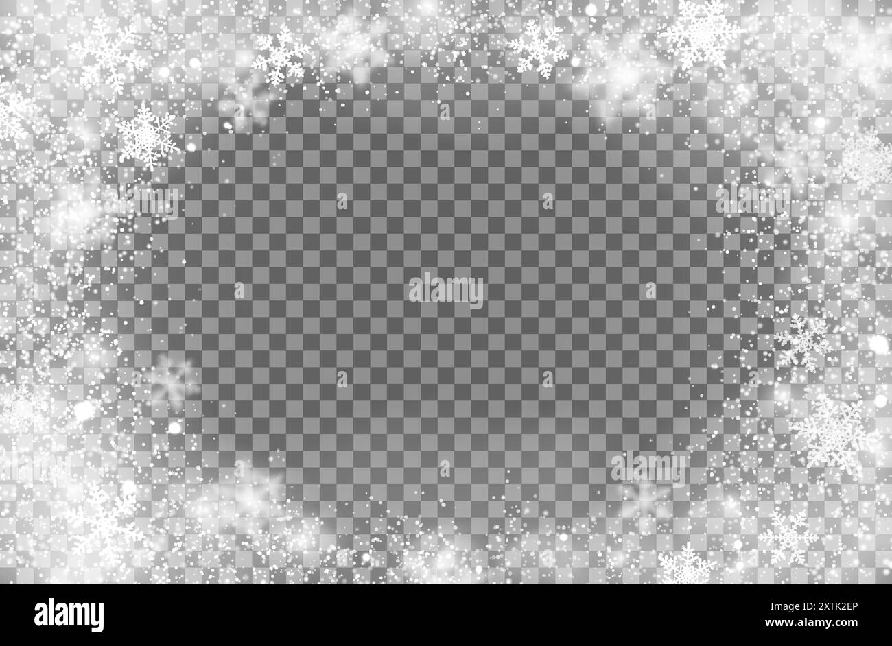 Realistic Christmas snowflakes snow frame on transparent background ...