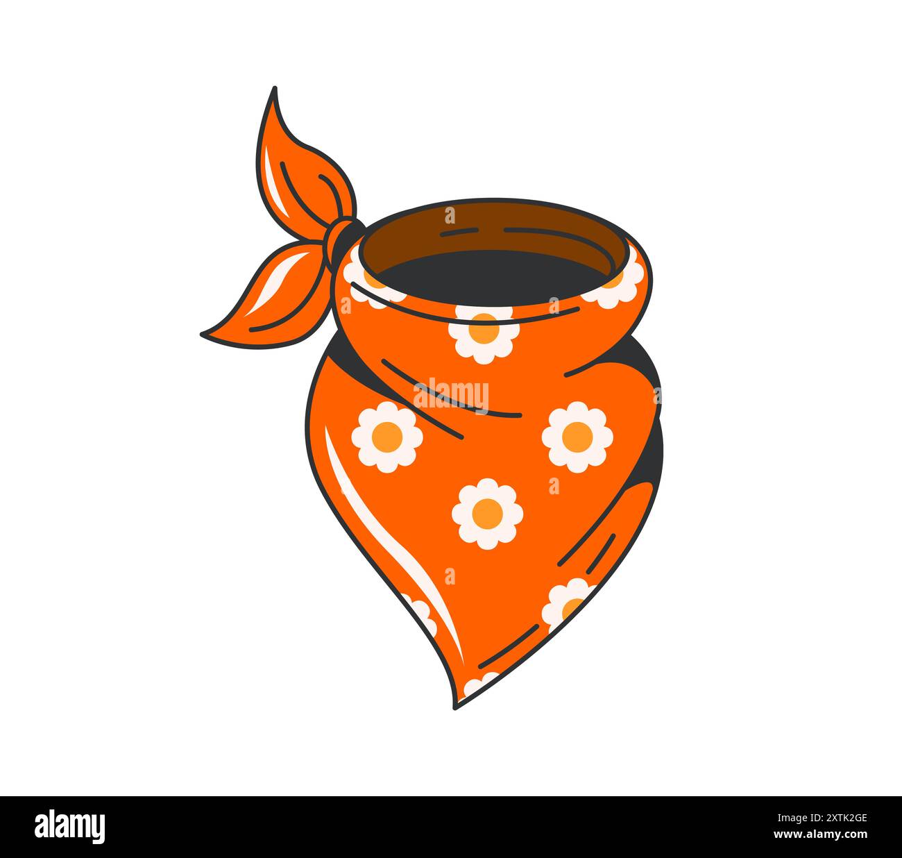 Cartoon retro groovy cowboy neckerchief of Wild West, vector western ...