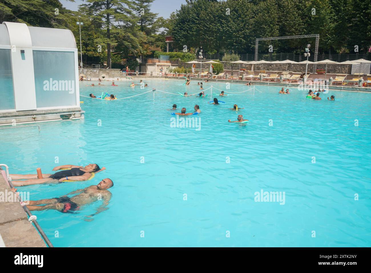 Viterbo, Italy. 15 August 2024. People cooling at the Thermal baths in ...