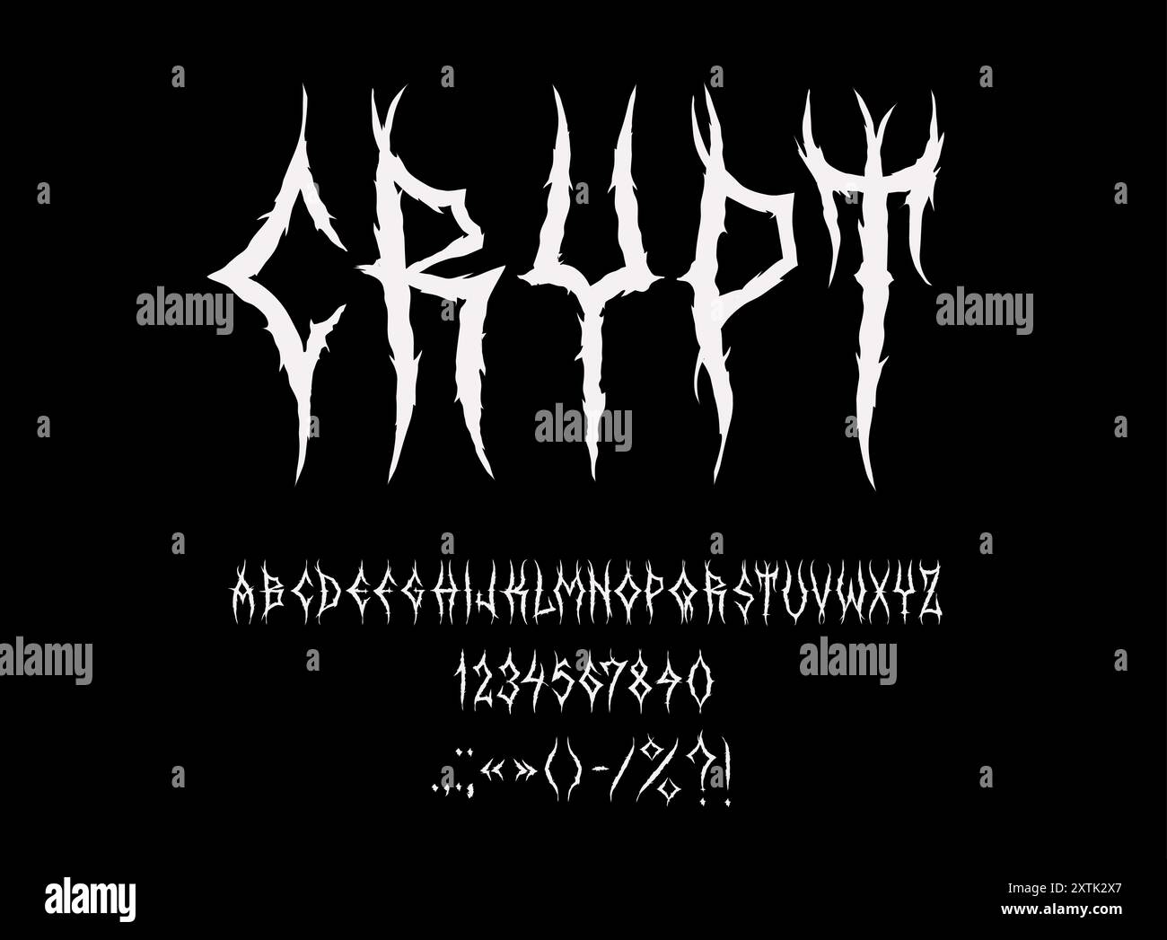 Scary demon y2k font, heavy metal music type, horror devil typeface, gothic english alphabet ...
