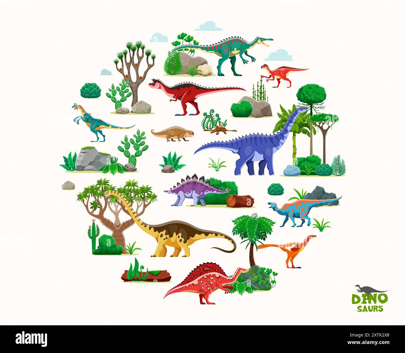 Cartoon prehistoric dinosaurs characters and Jurassic dino lizards ...