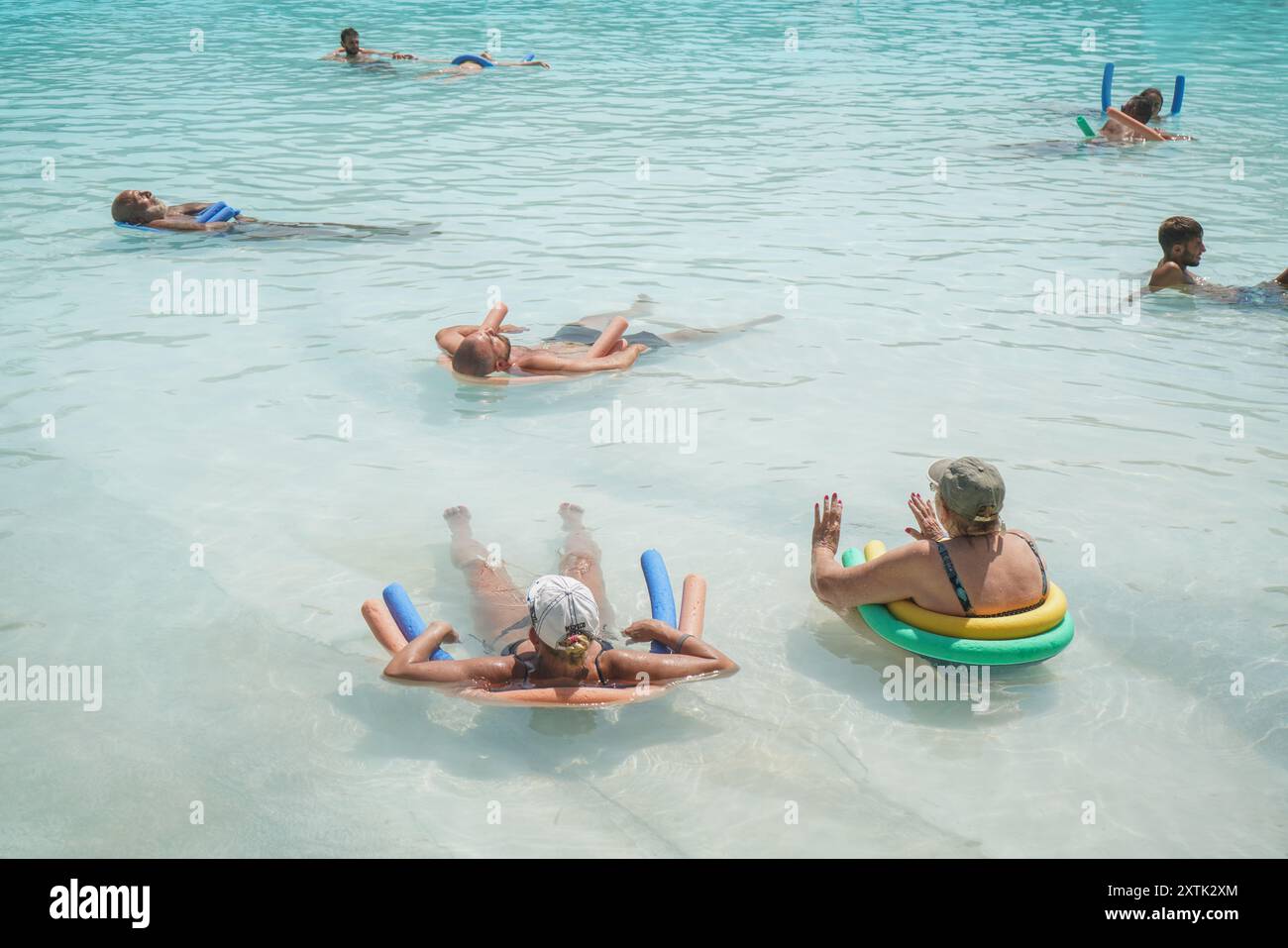 Viterbo, Italy. 15 August 2024. People cooling at the Thermal baths in ...