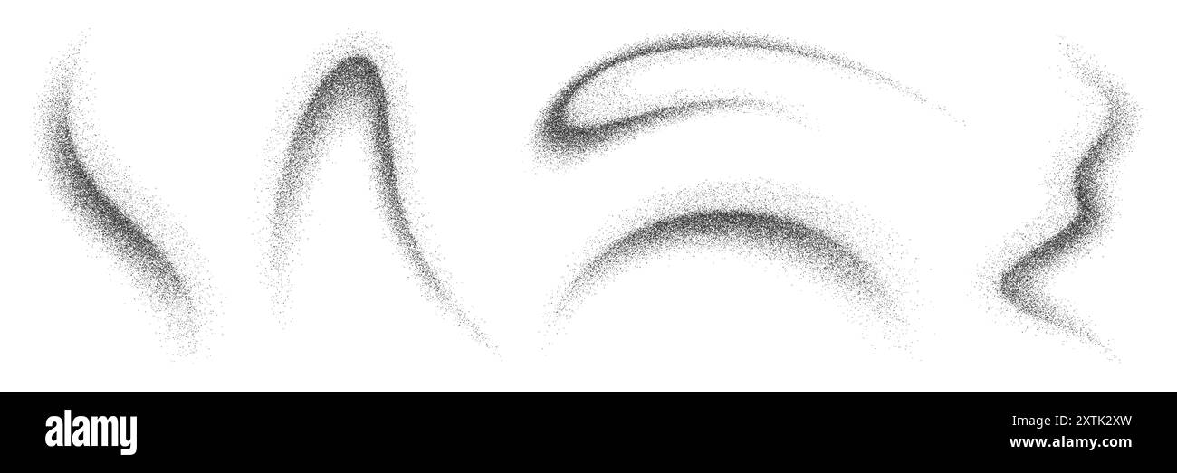 Noise grain wave spray of sand or dust and paint brush, vector effects ...