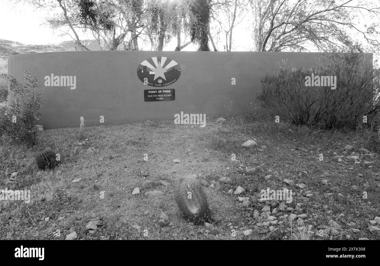 Entrance sign to South Mountain Park, Phoenix, Arizona, USA Stock Photo ...