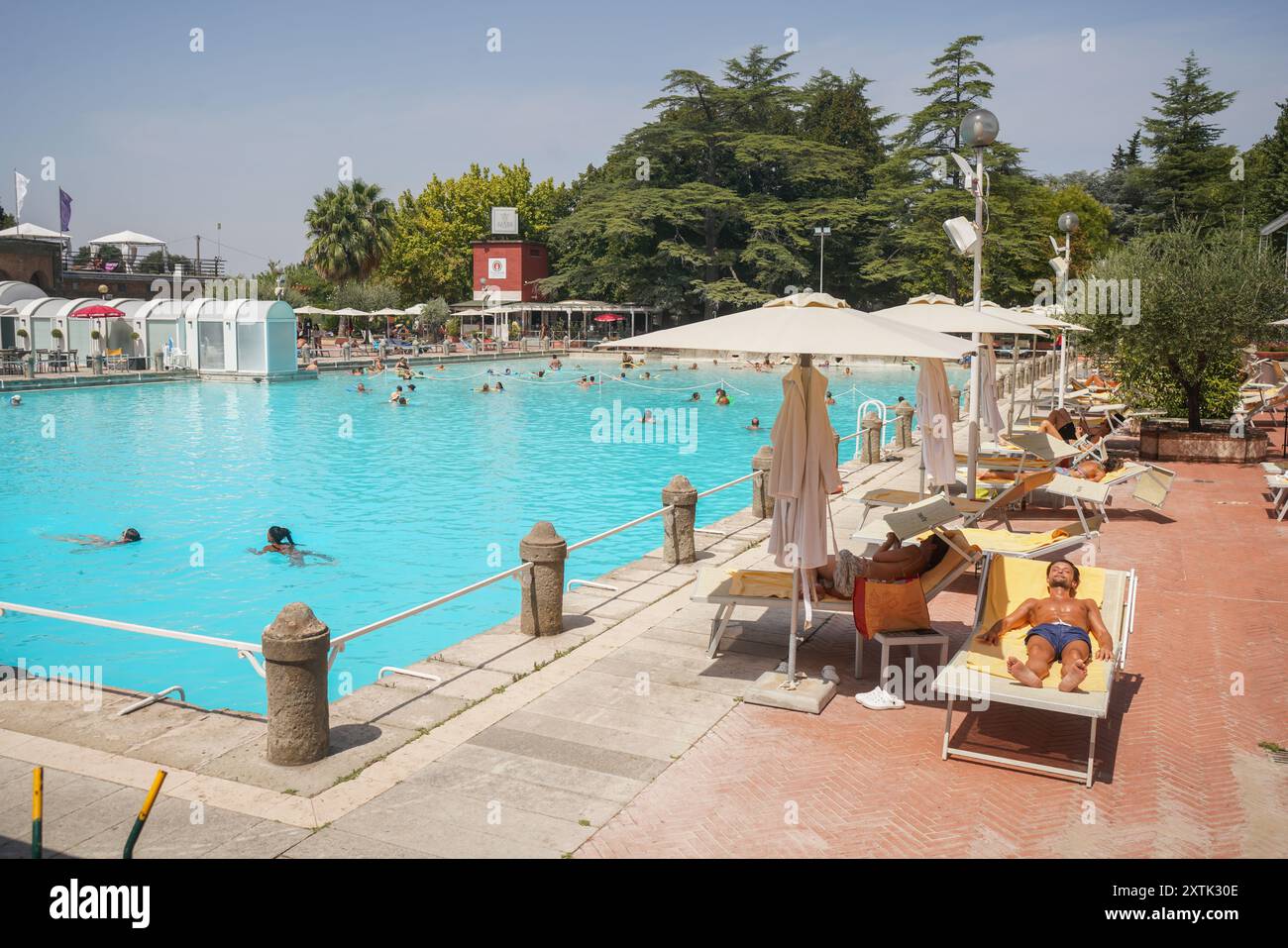 Viterbo, Italy. 15 August 2024. People cooling at the Thermal baths in ...