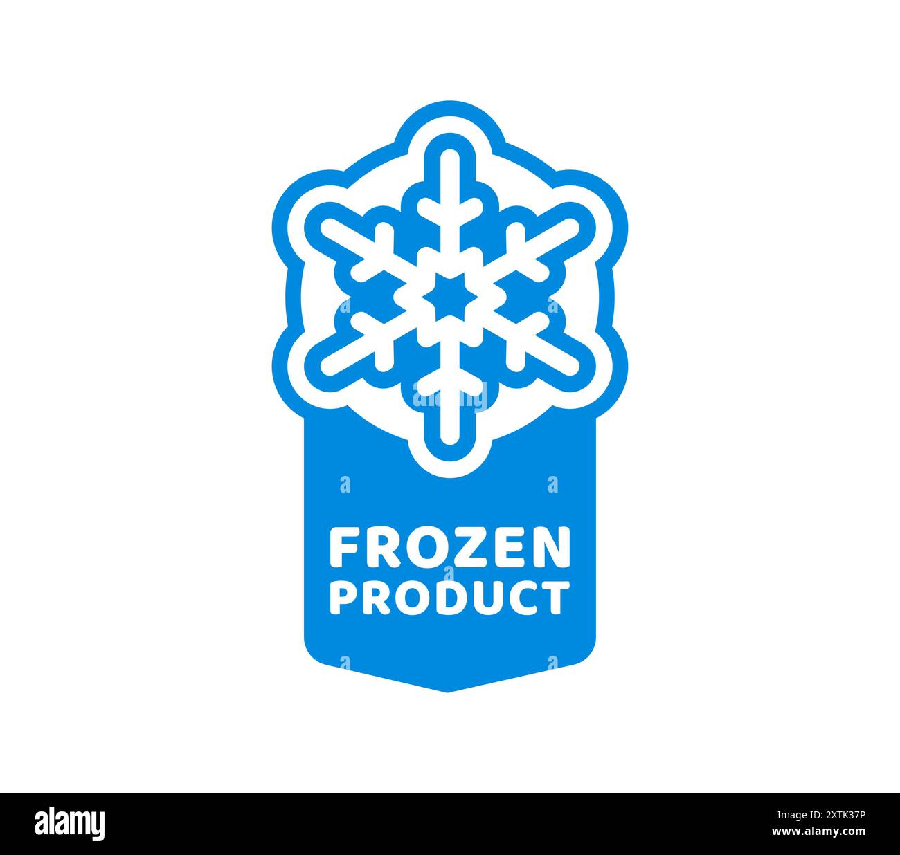 Blue frozen cold product icon, ice crystal label and badge. Isolated ...