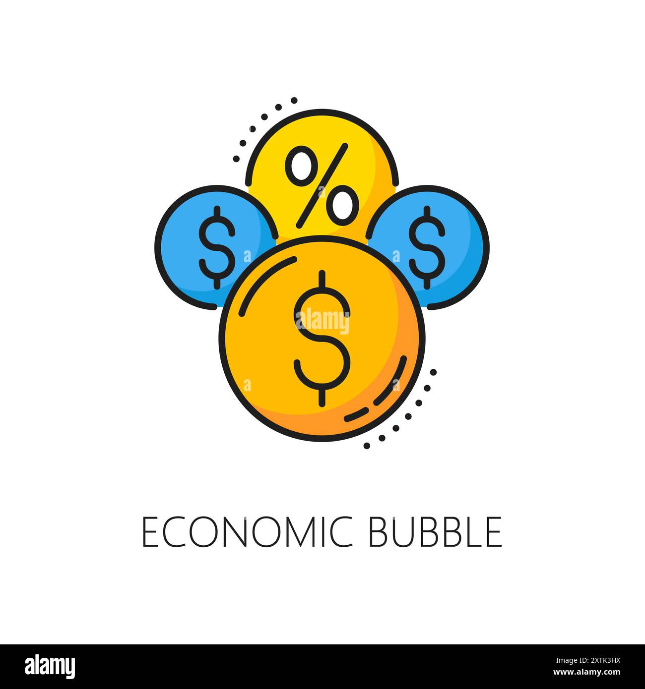 Economic bubble color line icon of financial crisis, stock market ...