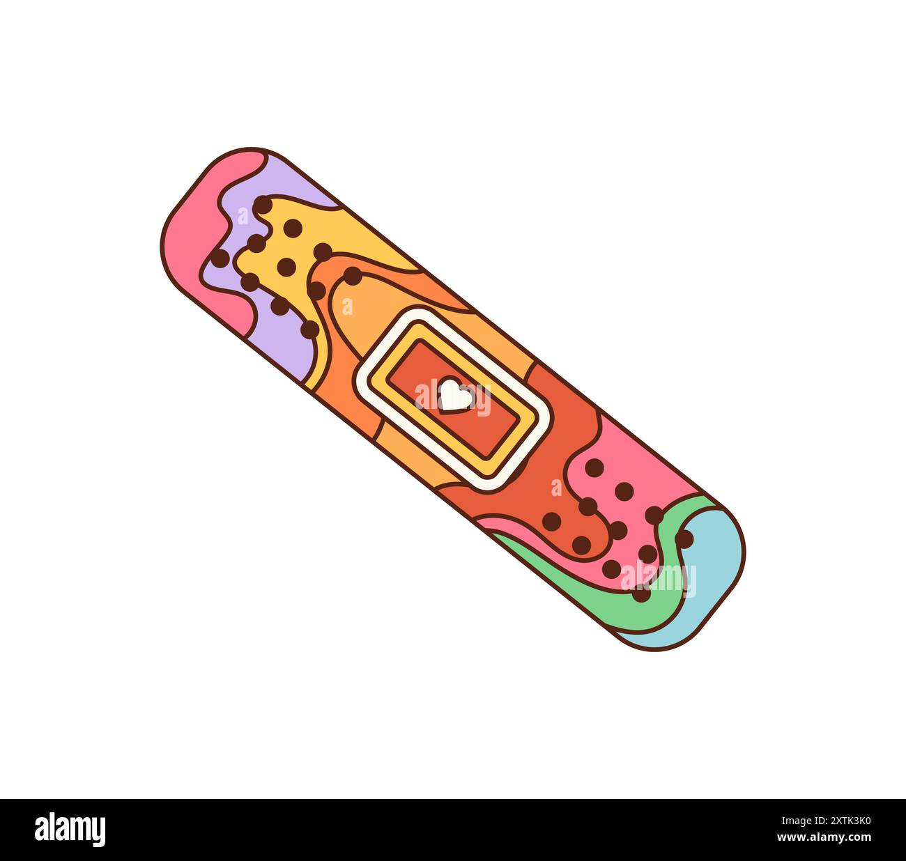 Cartoon patch with 70s or 80s retro hippie and groovy rainbow, vector ...