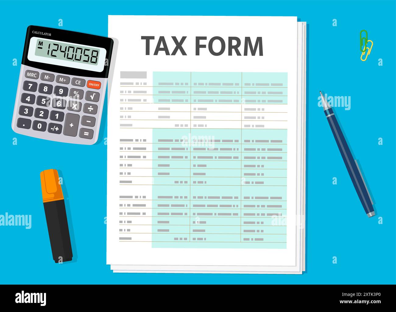 Bank statement calculator pen Stock Vector Images - Alamy