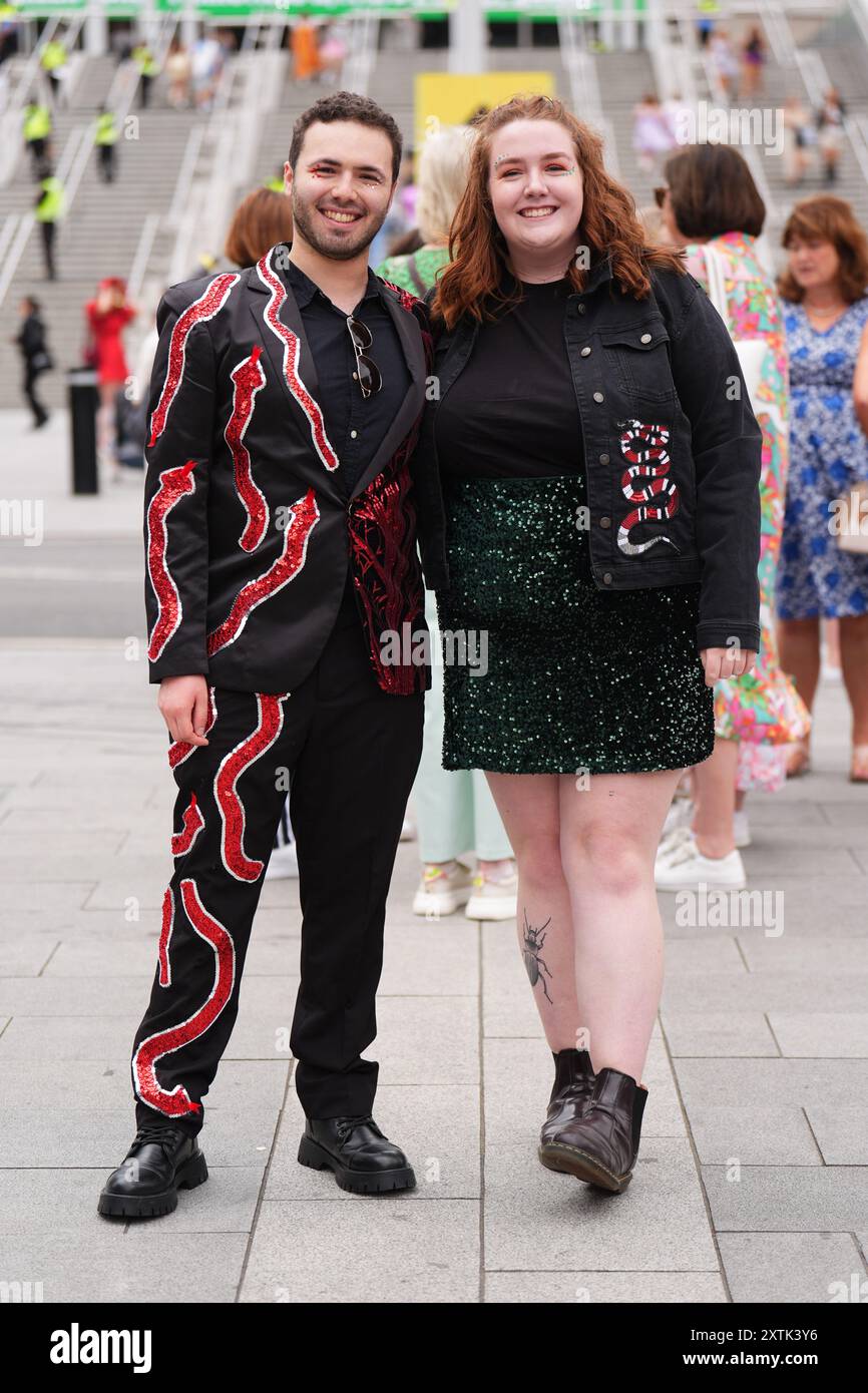 (left to right) Danny Gold, 25, and Natalie Duffus, 25, pose for a ...