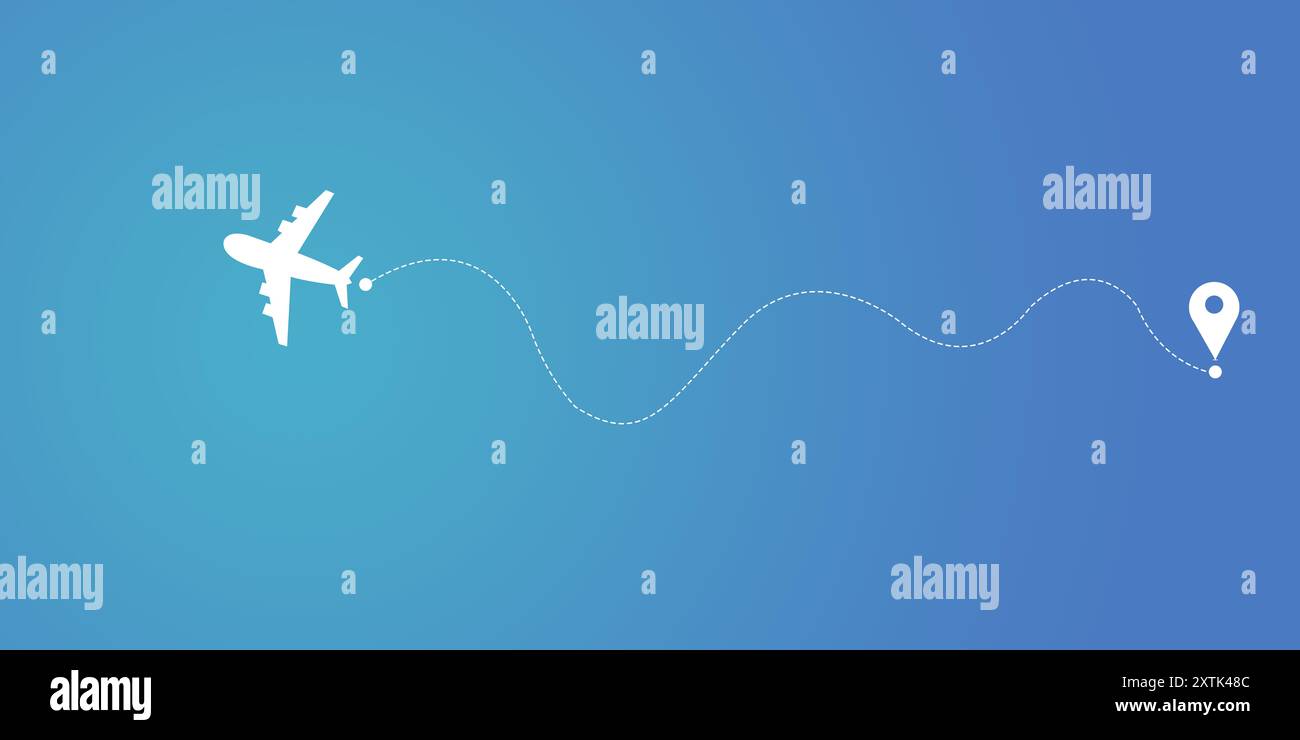 Airplane routes, Travel icon, Travel from start point and dotted line ...