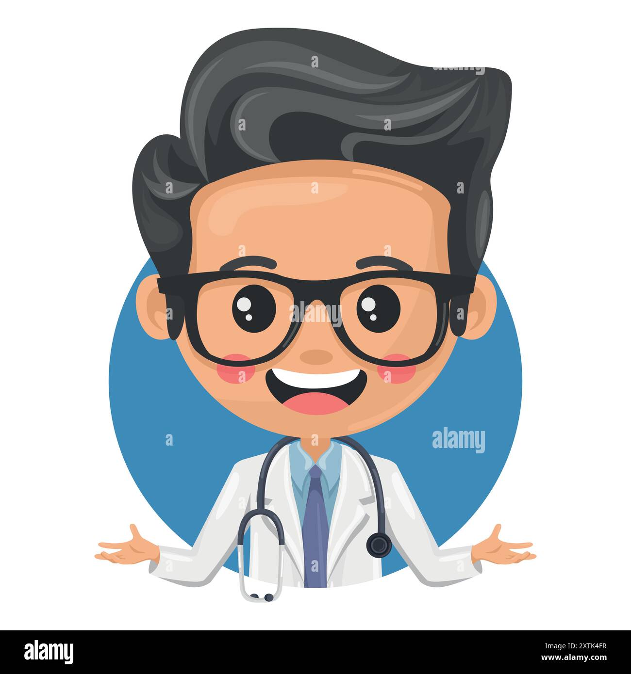 Doctor character cartoon with a stethoscope with open hands. Health and ...