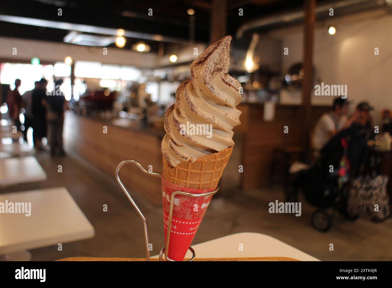 Soft serve coffee ice cream in Miyajima, Hiroshima, Japan Stock Photo ...