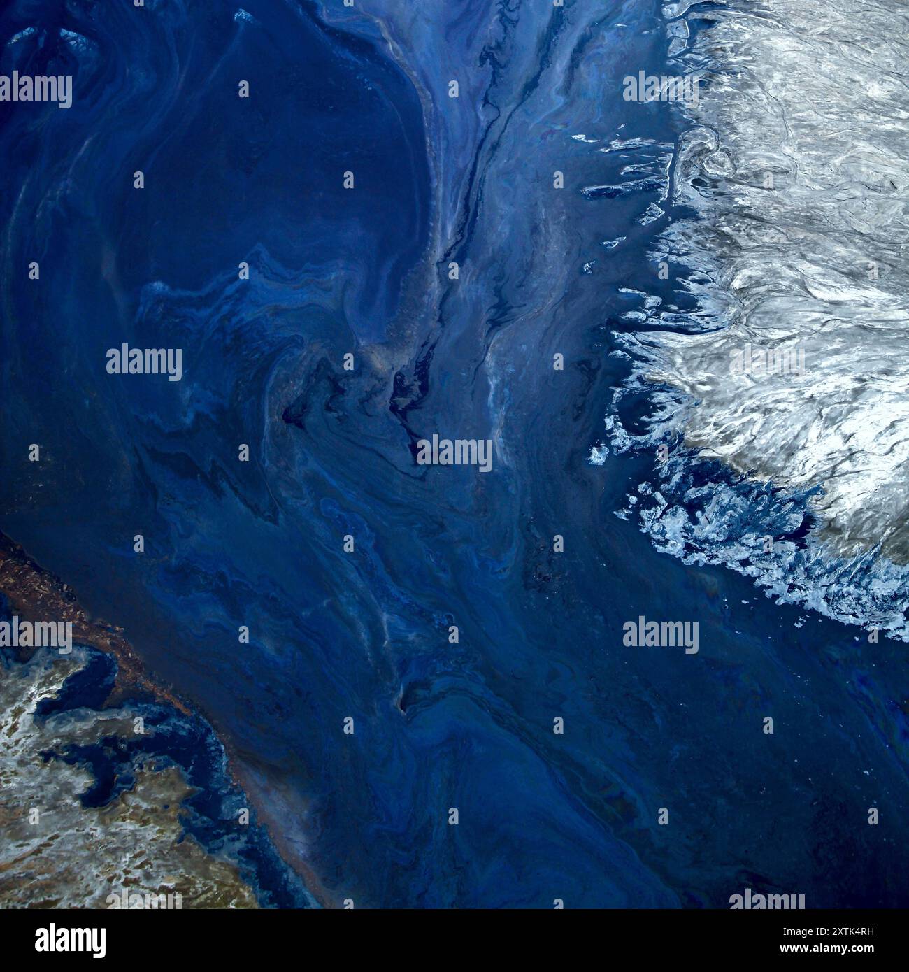 Detail from one of the enormous tailings ponds in Fort McMurray in ...