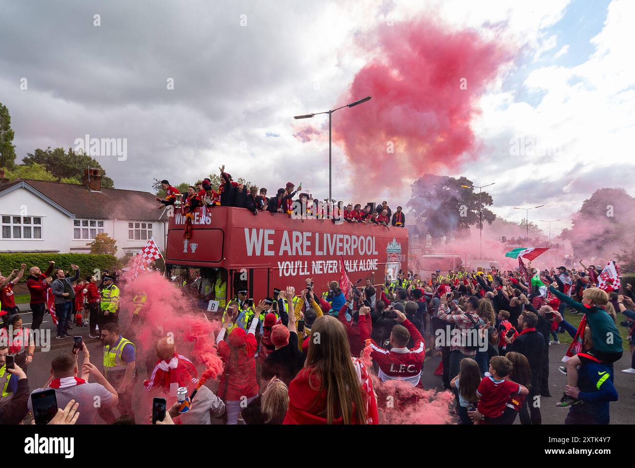 Liverpool Football Club victory parade through the streets of the city ...