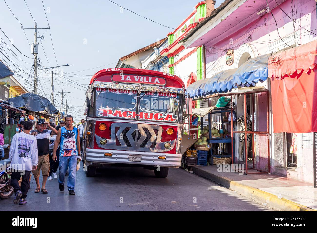 Granada, Nicaragua - March 19, 2024: Public transport bus to Pachuca ...
