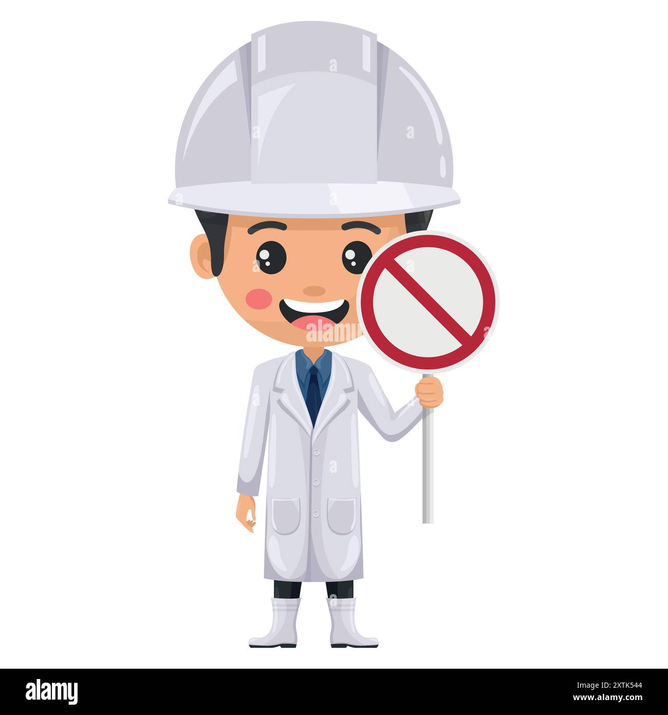 Quality control supervisor in food production line holding a forbidden ...